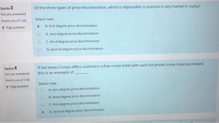 Solved Of the three types of price-discrimination, which is | Chegg.com