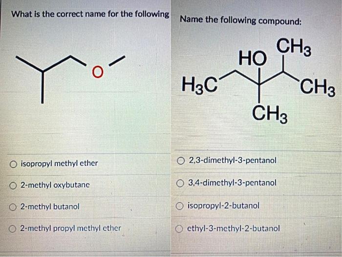 Solved What is the correct name for the following Name the | Chegg.com