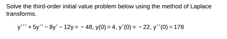 Solve the third-order initial value problem below | Chegg.com