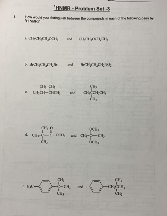 Solved HNMR - Problem Set-3 1. How would you distinguish | Chegg.com