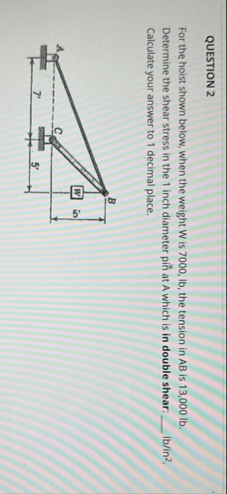Solved QUESTION 2For the hoist shown below, when the weight | Chegg.com