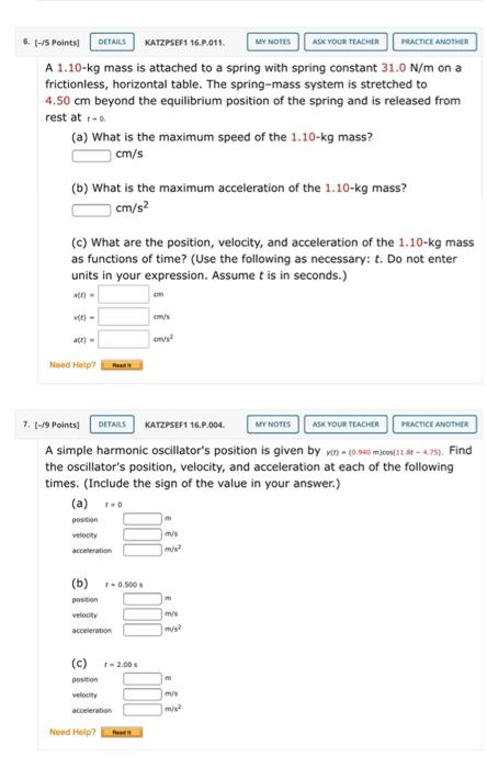 Solved 6. (-/5 Points! DETAILS KATZPSEF1 16.P.011. MY NOTES | Chegg.com Solved 6. (-/5 Points! DETAILS KATZPSEF1 16.P.011. MY NOTES | Chegg.com