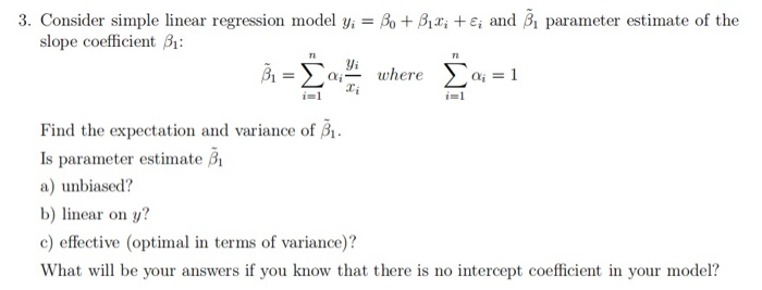 Solved 3. Consider simple linear regression model yi = Bo + | Chegg.com