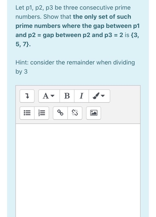 Solved Let p1, p2, p3 be three consecutive prime numbers. | Chegg.com