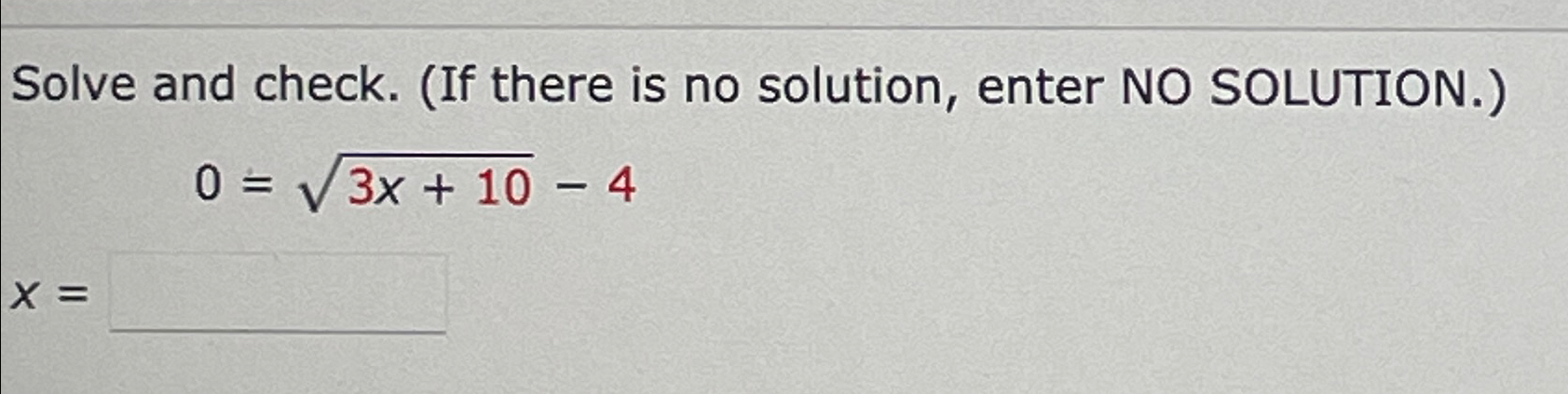 Solved Solve and check. (If there is no solution, enter NO | Chegg.com