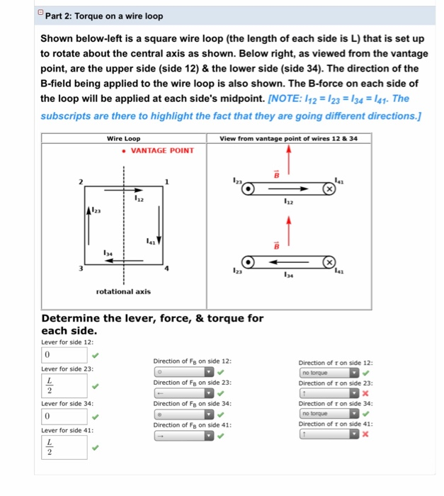 Part 2: Torque on a wire loop Shown below-left is a | Chegg.com
