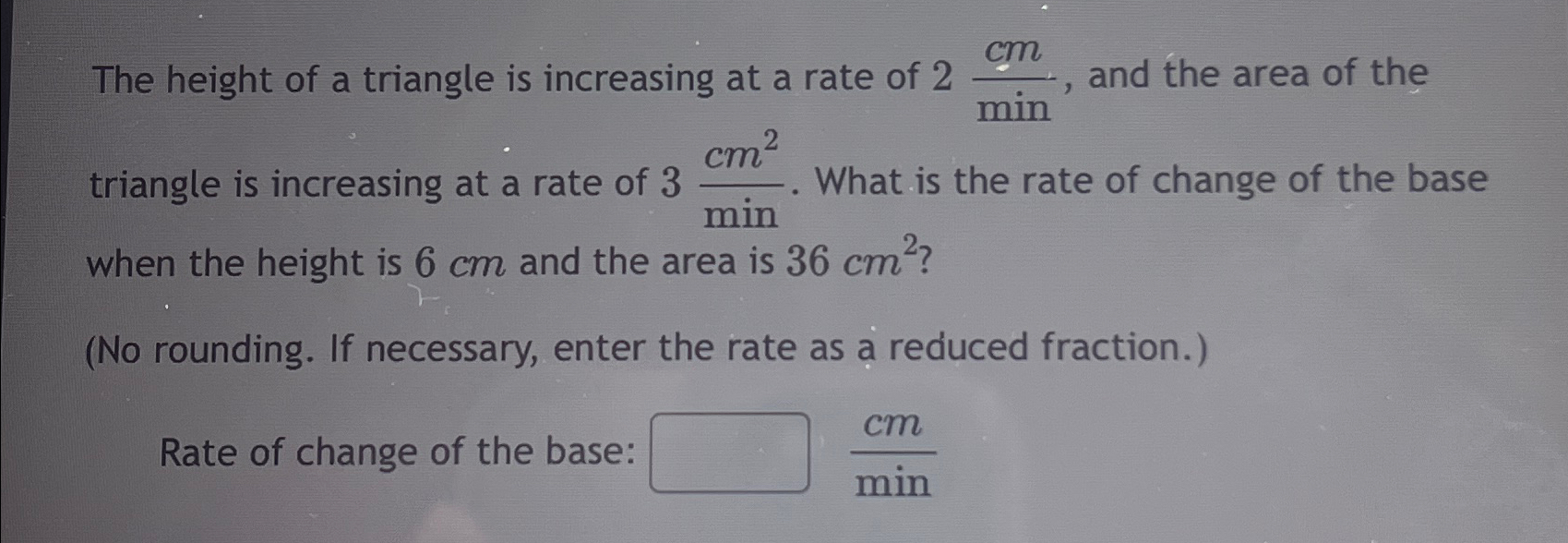 Solved The height of a triangle is increasing at a rate of | Chegg.com