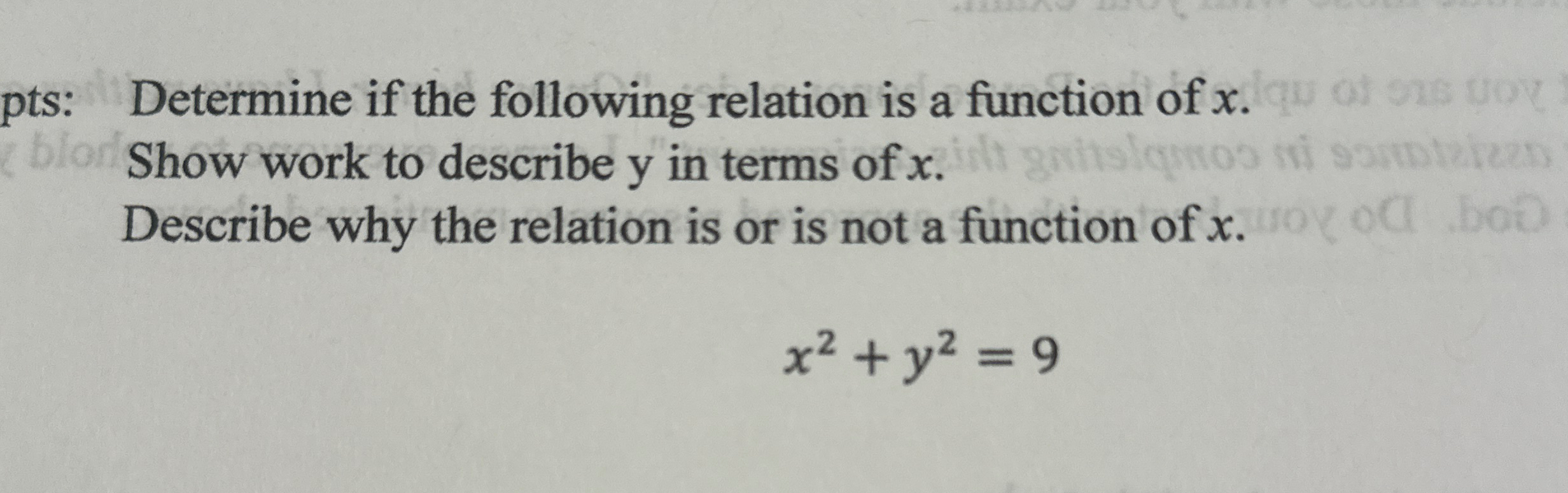 Solved Determine if the following relation is a function of | Chegg.com