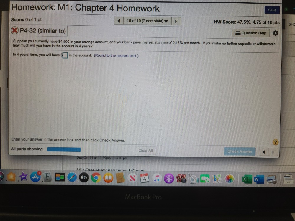 Solved Homework: M1: Chapter 4 Homework Save Score: 0 of 1 | Chegg.com Solved Homework: M1: Chapter 4 Homework Save Score: 0 of 1 | Chegg.com