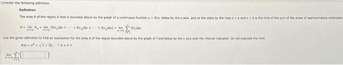 Solved Consider the following definition. Definition lim 318 | Chegg.com