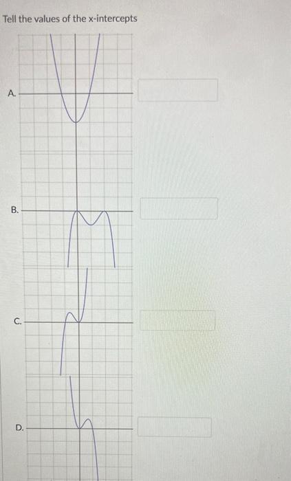 Solved Tell the values of the x-intercepts | Chegg.com