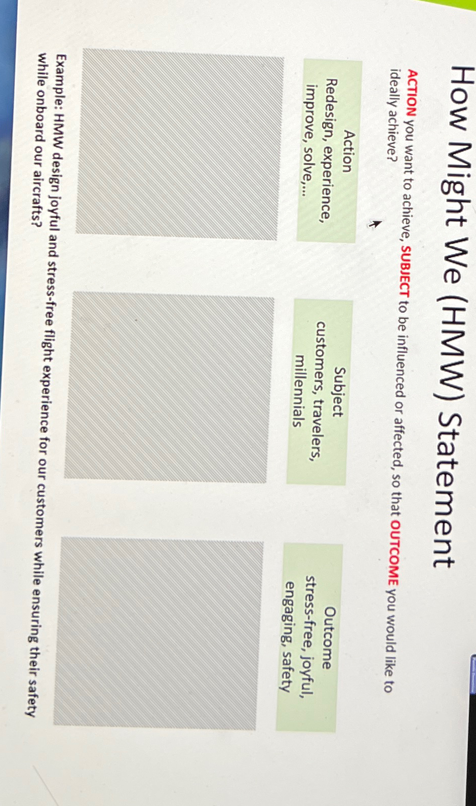 Solved How Might We (HMW) ﻿StatementACTION you want to | Chegg.com