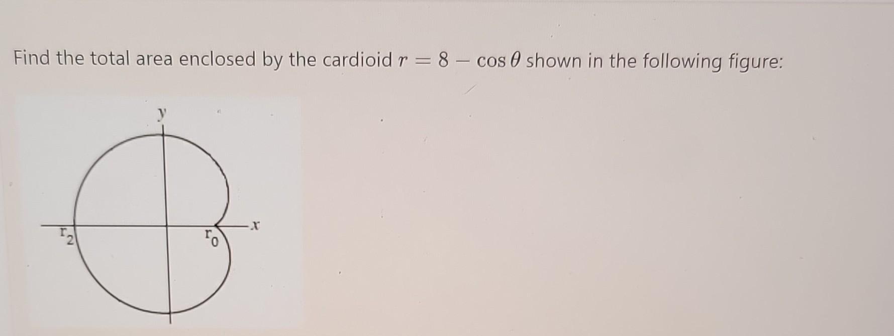 Solved Find the total area enclosed by the cardioid r = 8- | Chegg.com