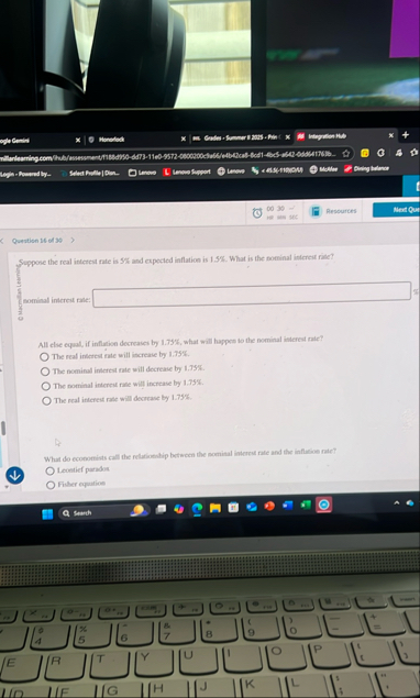 Solved ewacmplaneingAll else equal, if inflation decreases | Chegg.com