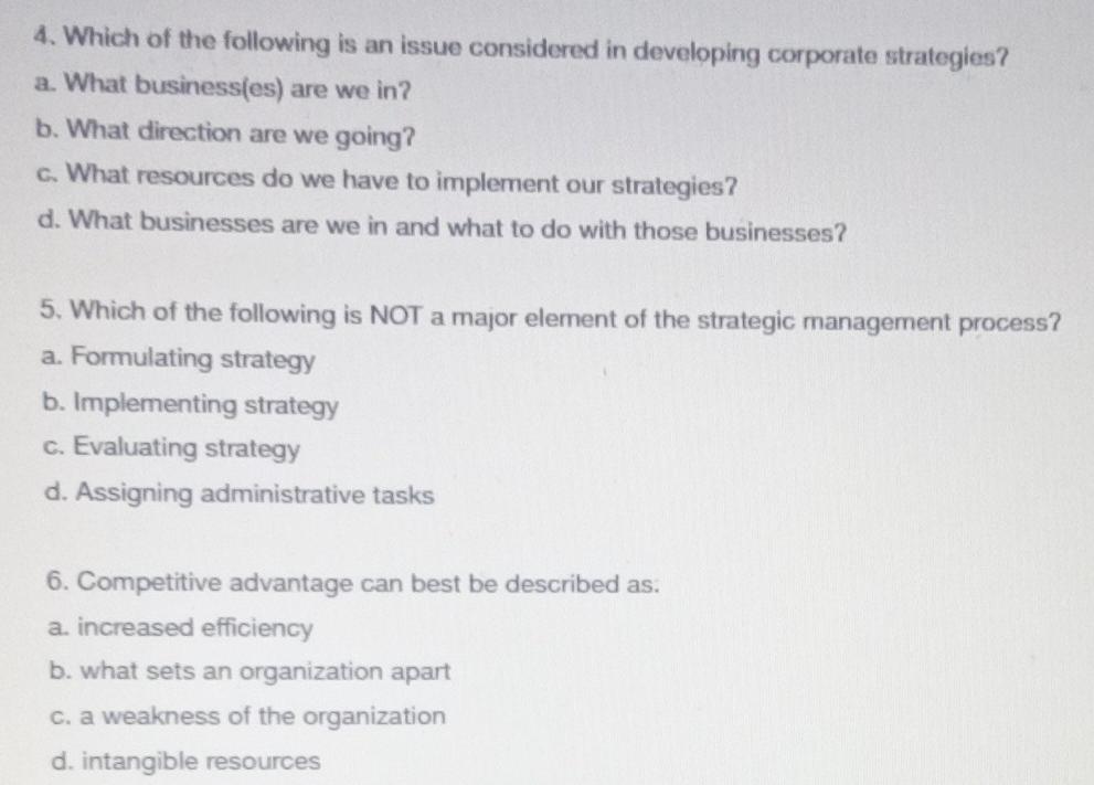 Solved 4. Which of the following is an issue considered in | Chegg.com