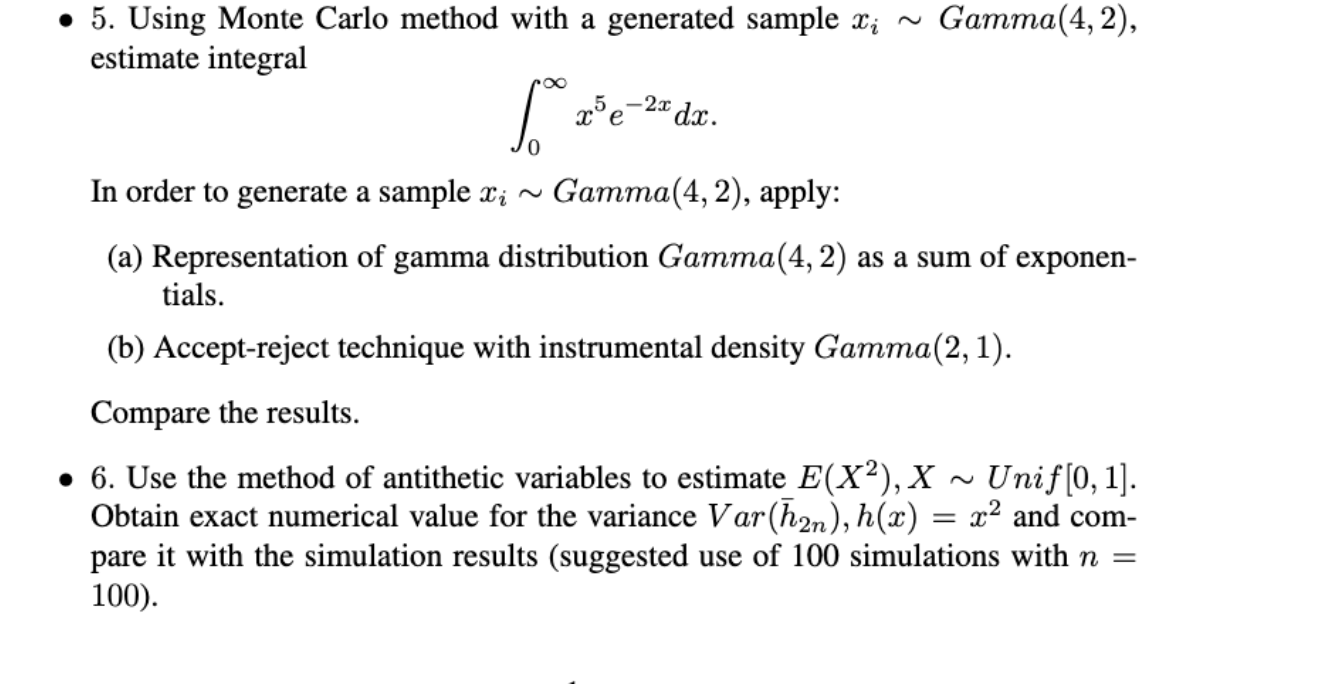 Solved Using Monte Carlo method with a generated sample | Chegg.com