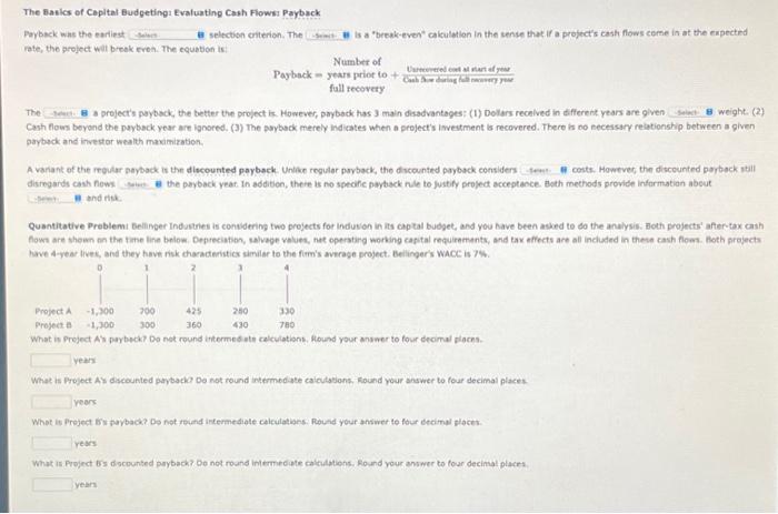 The Basks of Capital Budgeting Evaluating Cash Flowsi | Chegg.com