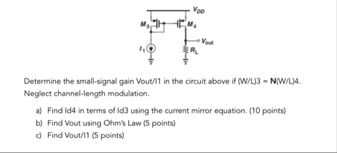 Solved Determine the small-signal gain Vout/l1 ﻿in the | Chegg.com