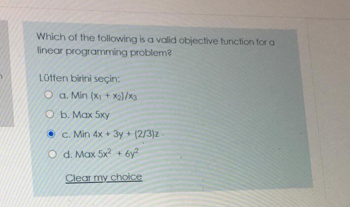 Solved Which Of The Following Is A Valid Objective Function