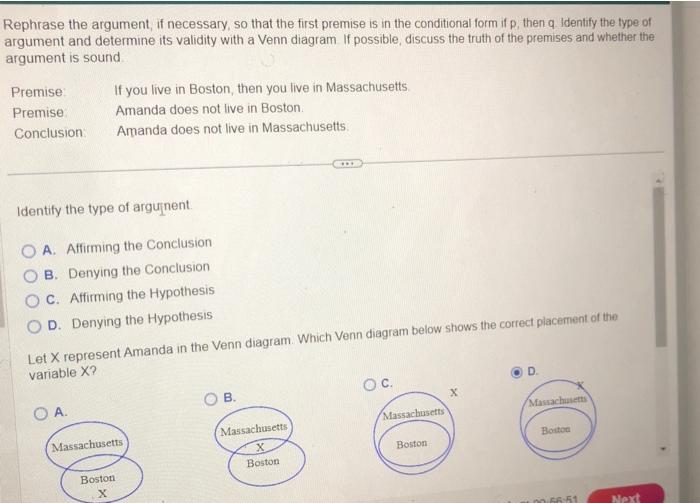 Solved Rephrase the argument, if necessary, so that the | Chegg.com