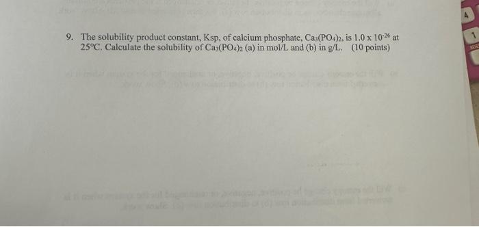 Solved 9. The solubility product constant, Ksp, of calcium | Chegg.com