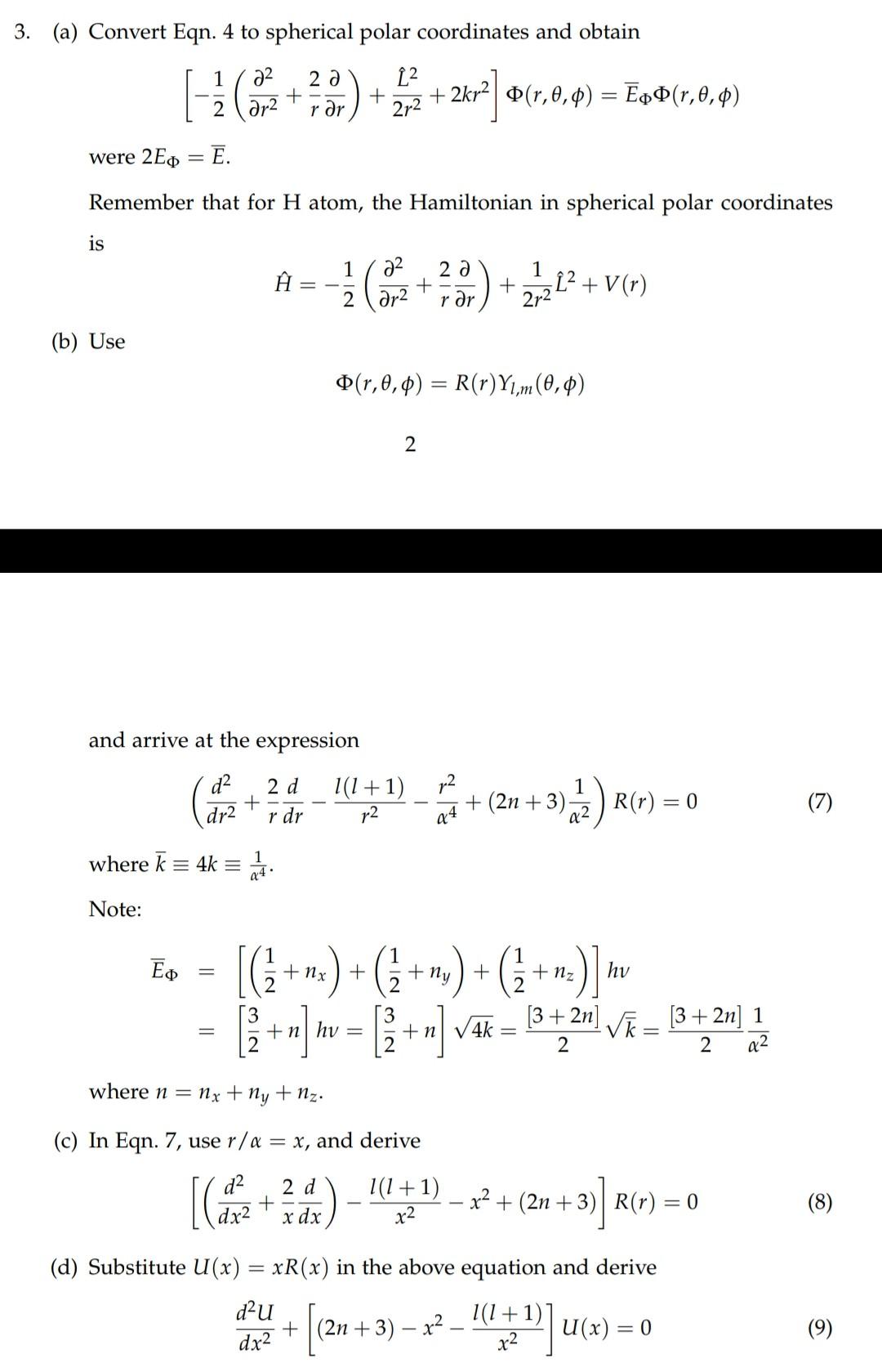 Solved 3. (a) Convert Eqn. 4 to spherical polar coordinates | Chegg.com
