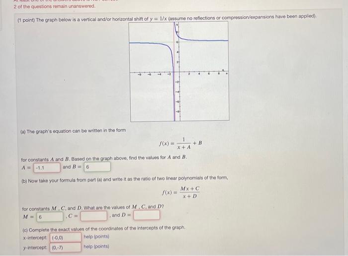 Solved (1 point) The graph below is a vertical and/or | Chegg.com