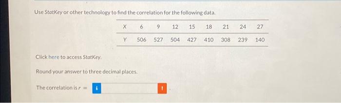 Solved Use StatKey or other technology to find the | Chegg.com