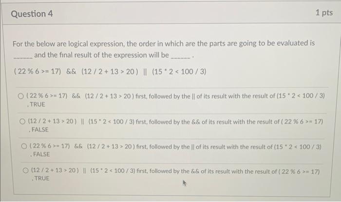 Solved What would the below expression result in? | Chegg.com