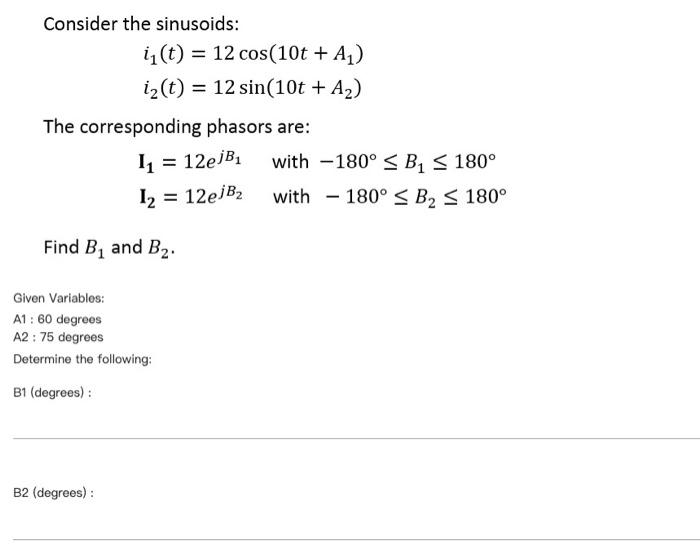 Solved Consider the sinusoids: | Chegg.com