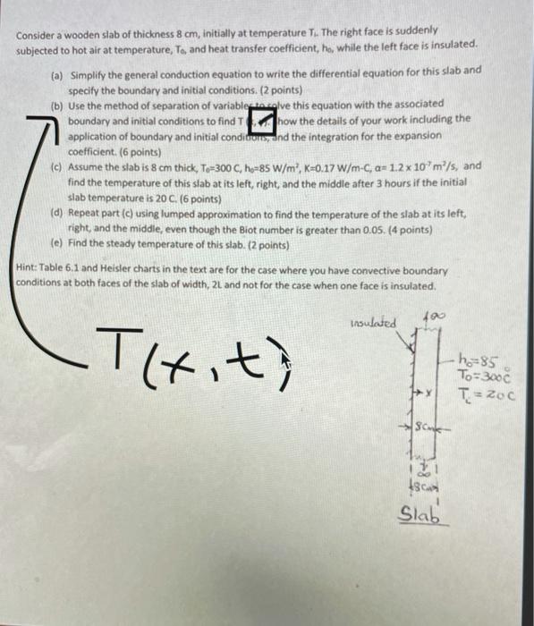 Solved Consider a wooden slab of thickness 8 cm, initially | Chegg.com