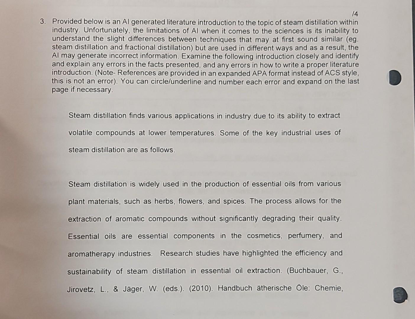 Solved 14 Provided below is an Al generated literature | Chegg.com