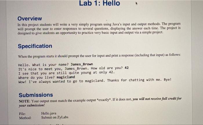 Solved Lab 1: Hello Overview In this project students will | Chegg.com