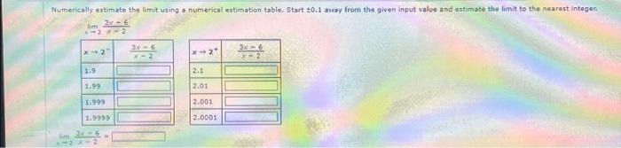 Solved Numerically Estimate The Limit Using A Numerical