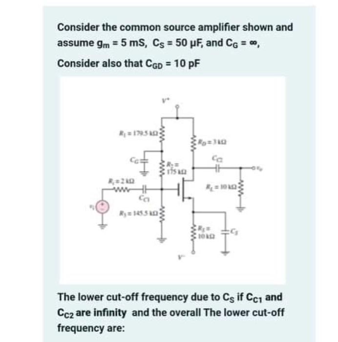 Solved Consider the common source amplifier shown and assume | Chegg.com