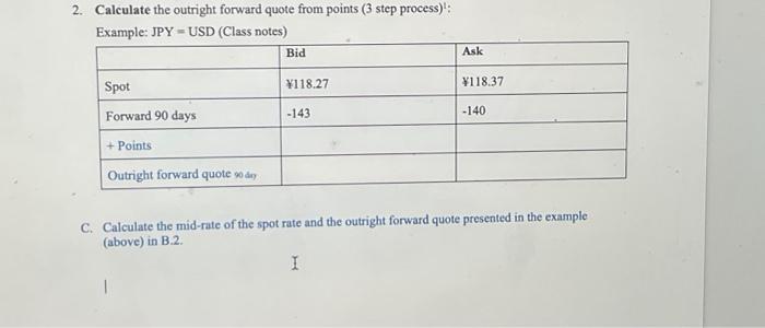 Solved 2. Calculate the outright forward quote from points ( | Chegg.com