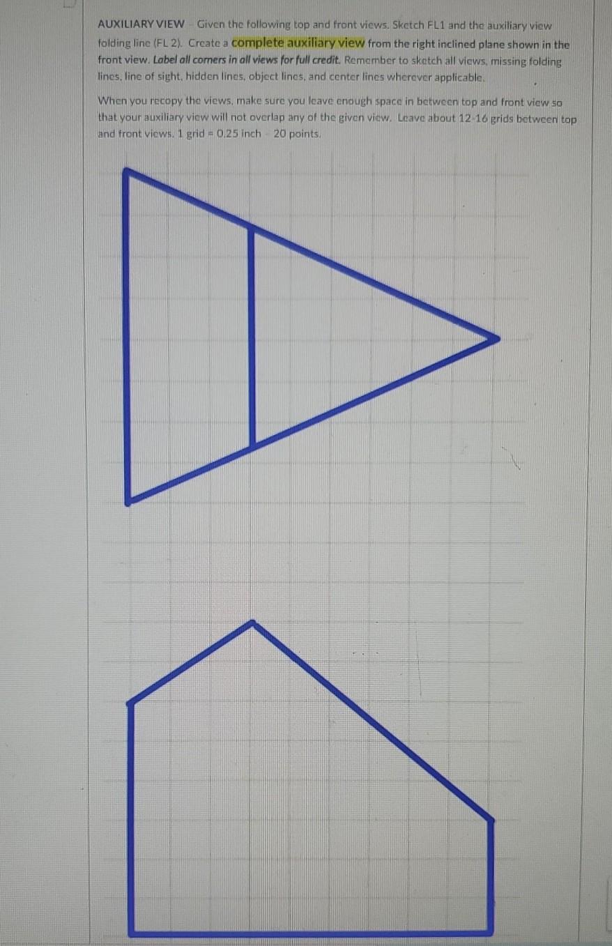 Solved AUXILIARY VIEW Given the following top and front | Chegg.com