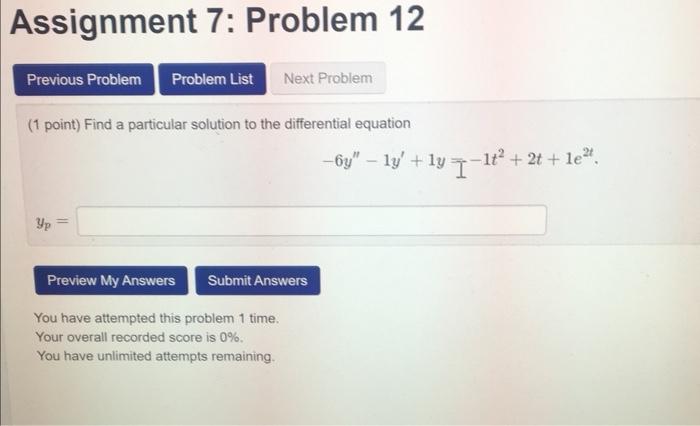 Solved Assignment 7 Problem 12 Previous Problem Problem 3622