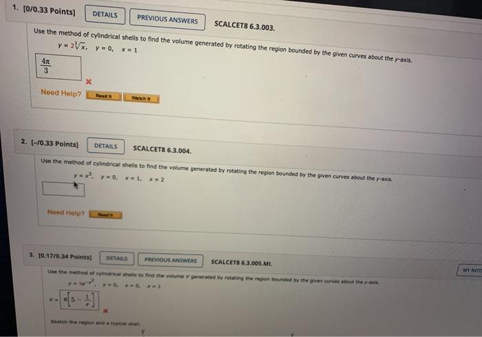 Solved 1. [0/0.33 Points) DETAILS PREVIOUS ANSWERS SCALCET8 | Chegg.com