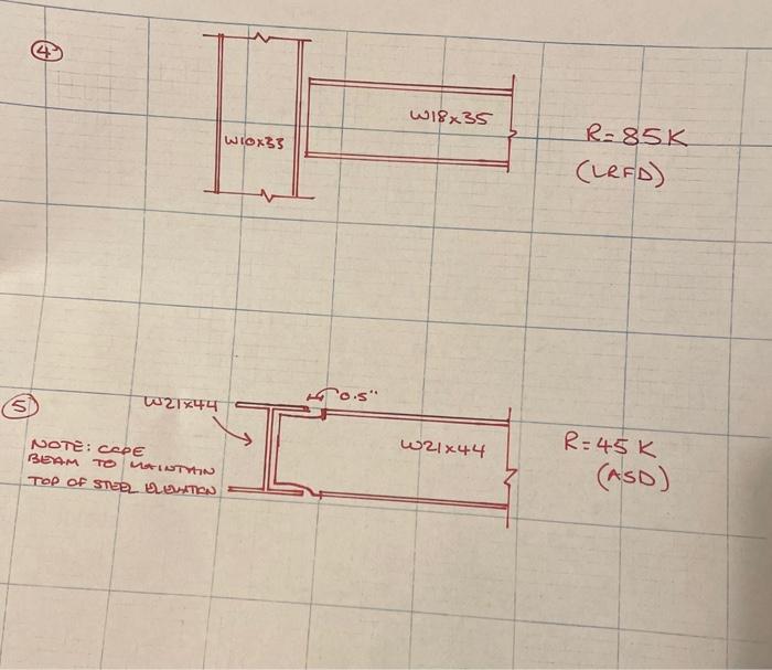W18x35 W10x33 R. 85K (LEAD) W21x44 .5" W21x44 R=45K | Chegg.com