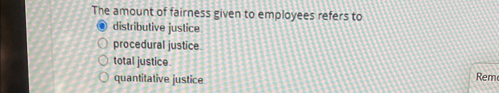 Solved The amount of fairness given to employees refers to | Chegg.com