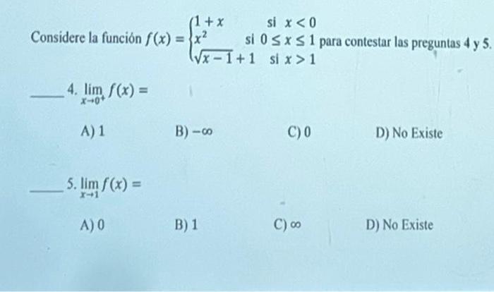 Solved Considere la función f(x)=⎩⎨⎧1+xx2x−1+1 si x