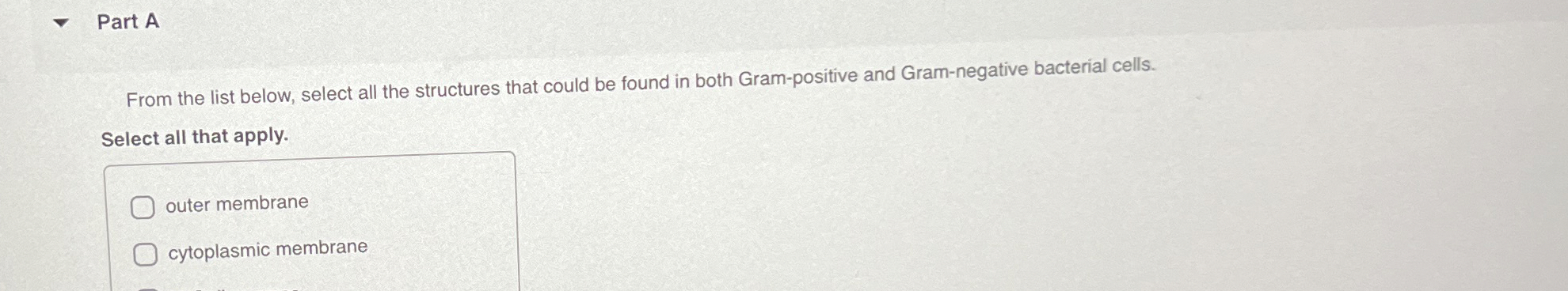 Solved Part AFrom the list below, select all the structures | Chegg.com