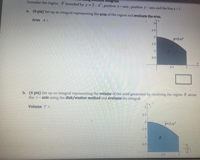 Solved Consider the region R bounded by y=2−x2, positive | Chegg.com