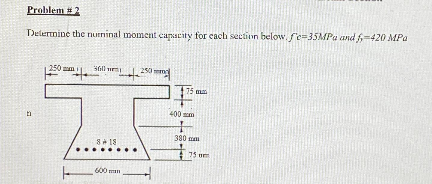 Solved Problem #2Determine the nominal moment capacity for | Chegg.com