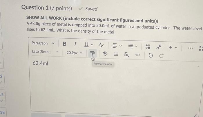 Solved SHOW ALL WORK (include correct significant figures | Chegg.com