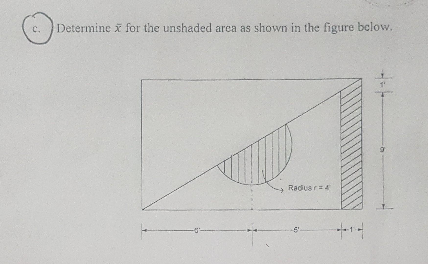 Solved Determine xˉ for the unshaded area as shown in the | Chegg.com