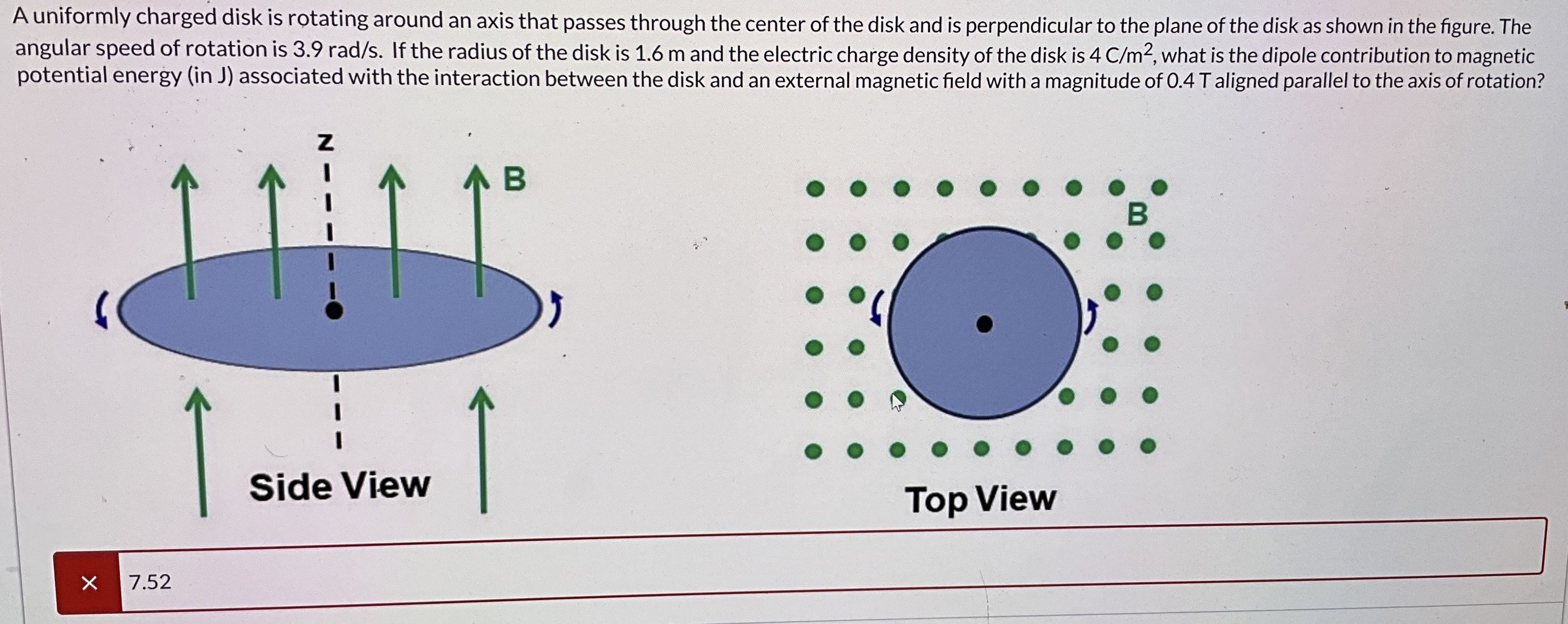 Solved A uniformly charged disk is rotating around an axis | Chegg.com