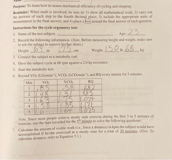8. Use Table 5.1 to convert work in kpm to work in | Chegg.com