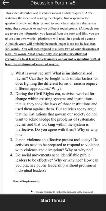 Solved What is overt racism? What is institutionalized | Chegg.com